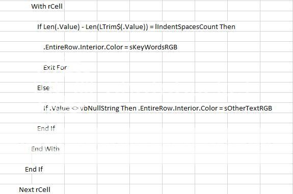 Andrews Excel Tips Vba Code Indenter And Highlighting Vba Code